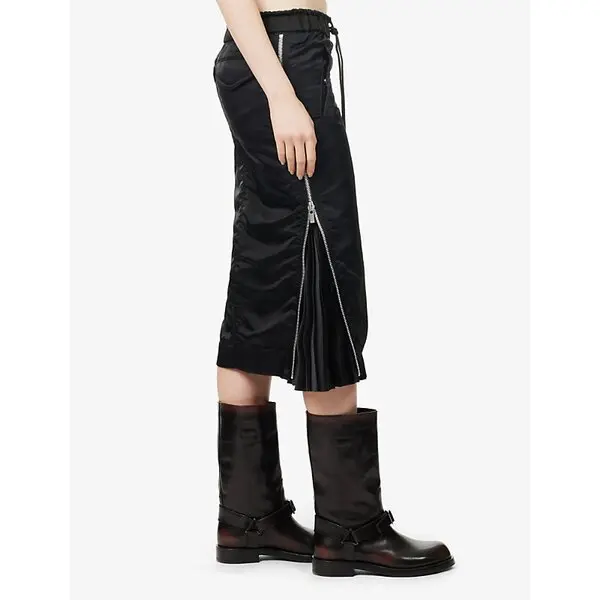 Sacai Padded Pleated Shell Midi Skirt