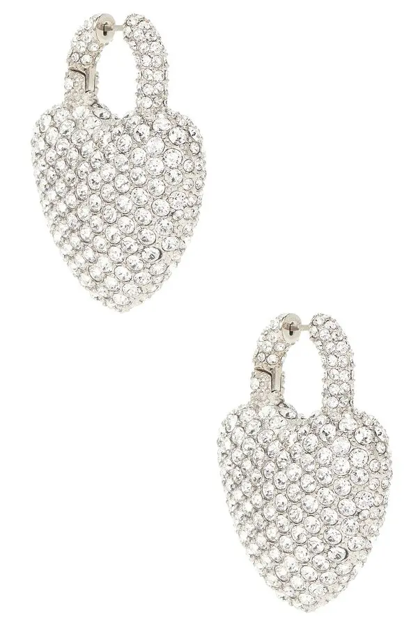 Balenciaga Minnie Xl Rhinestone Earrings - Shiny Silver & Crystal