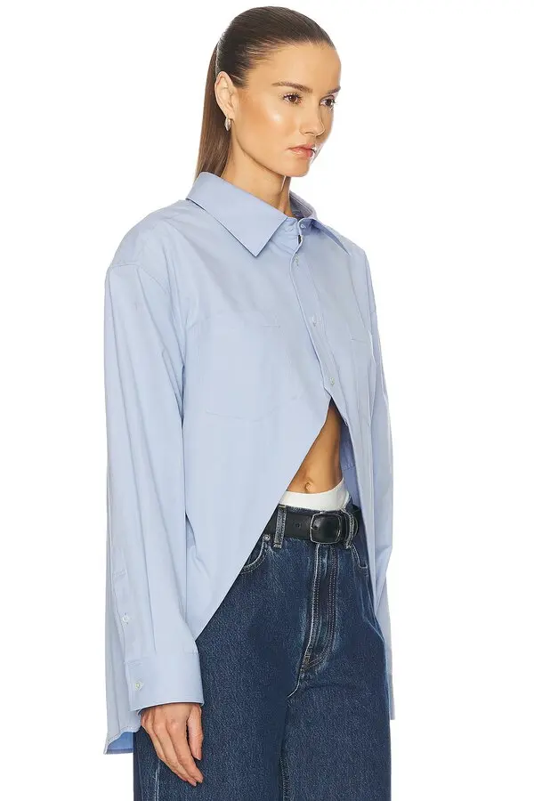 Buy Alexander Wang Hi-low Button Up Top - Oxford At 41% Off