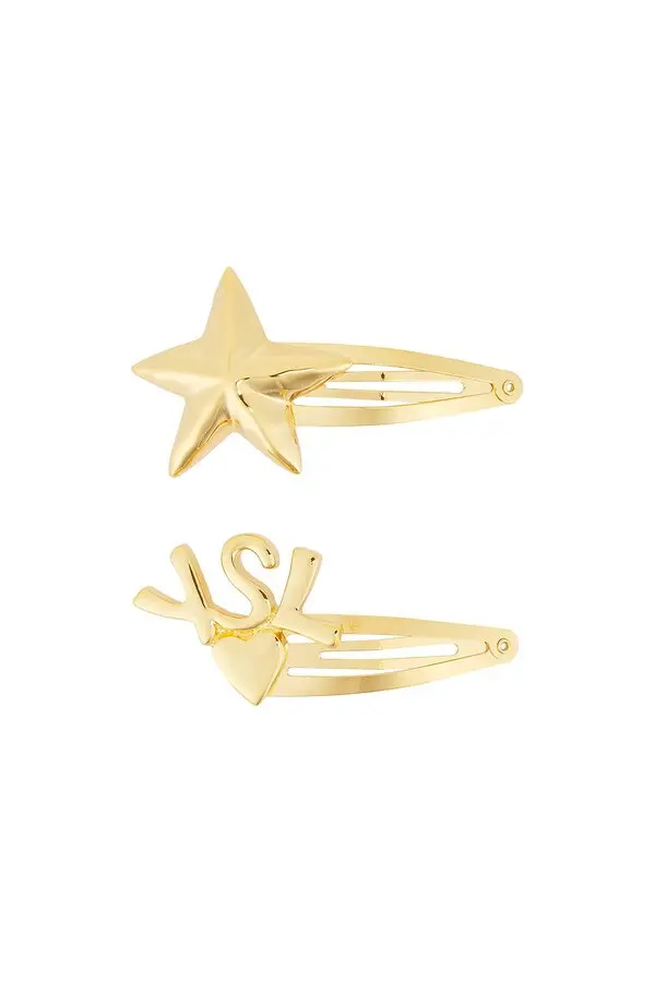 Saint Laurent Asymmetric Hair Clips - Dore