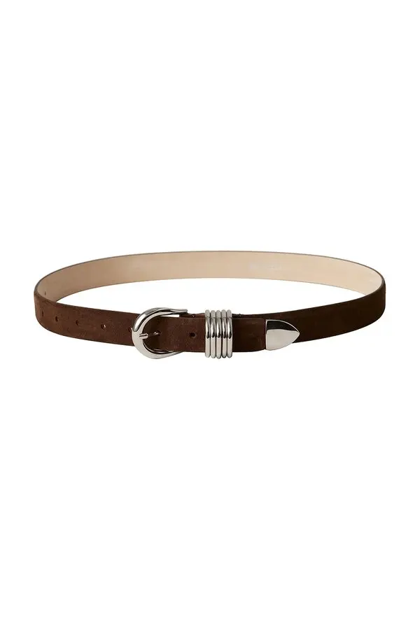 DEHANCHE Hollyhock Suede Belt - Chocolate & Silver
