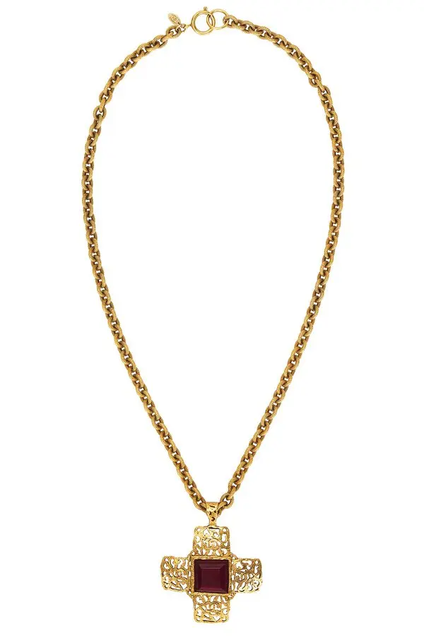 Chanel 1987 Gripoix Cross Necklace