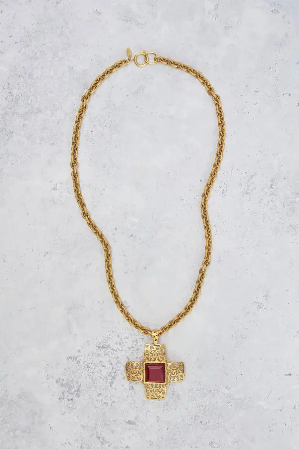 Chanel 1987 Gripoix Cross Necklace