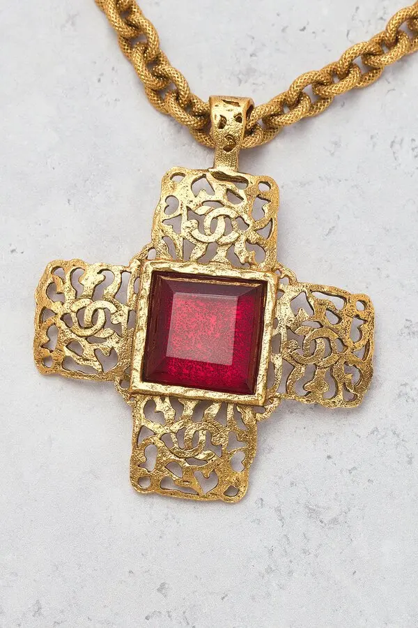 Chanel 1987 Gripoix Cross Necklace