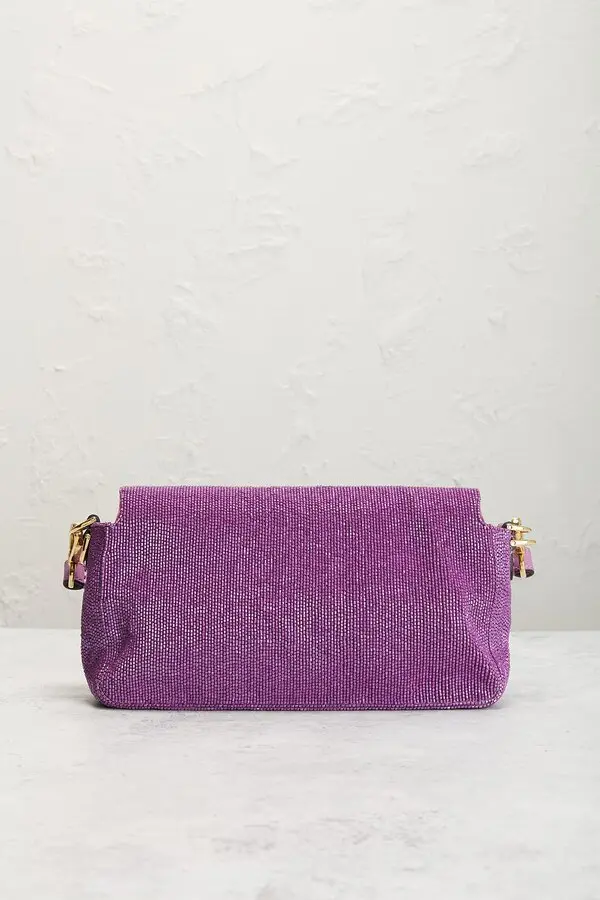 Fendi Beaded Mama Baguette Shoulder Bag Purple Editorialist - Main Image