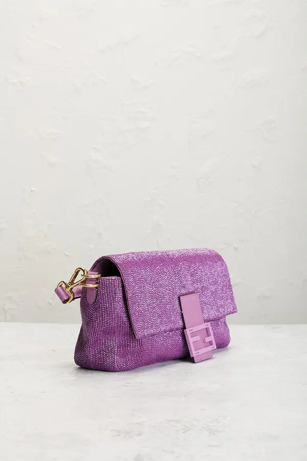 Fendi Beaded Mama Baguette Shoulder Bag - Purple | Editorialist