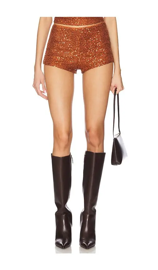 Superdown Maja Sequin Embellished Shorts - Rust
