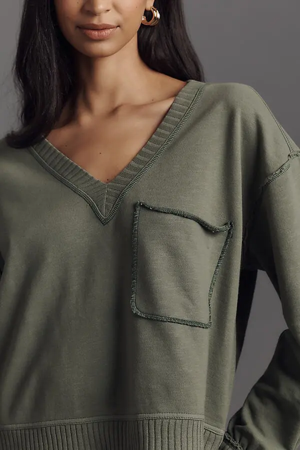 PILCRO Montana Pocket Knit Top - Green