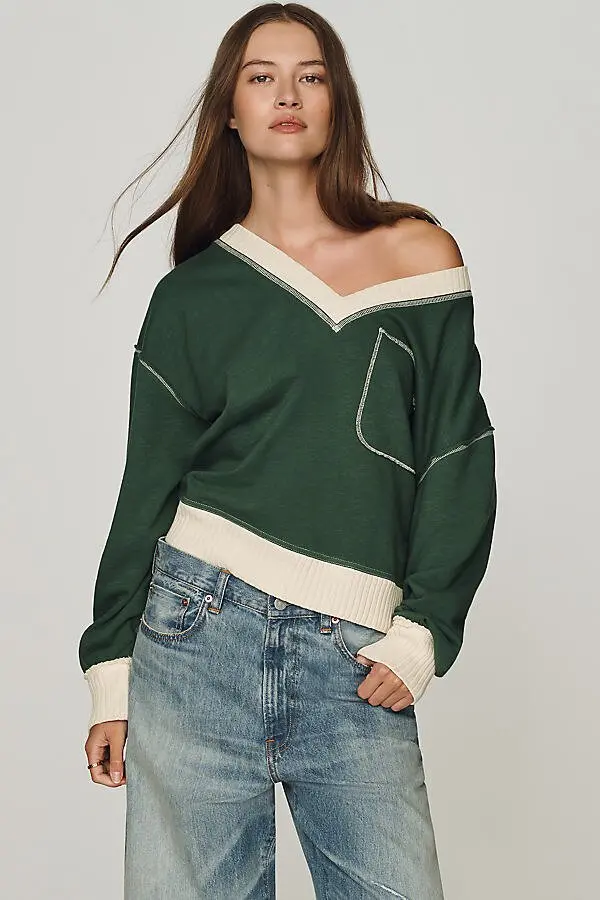 PILCRO Montana Pocket Knit Top - Holly