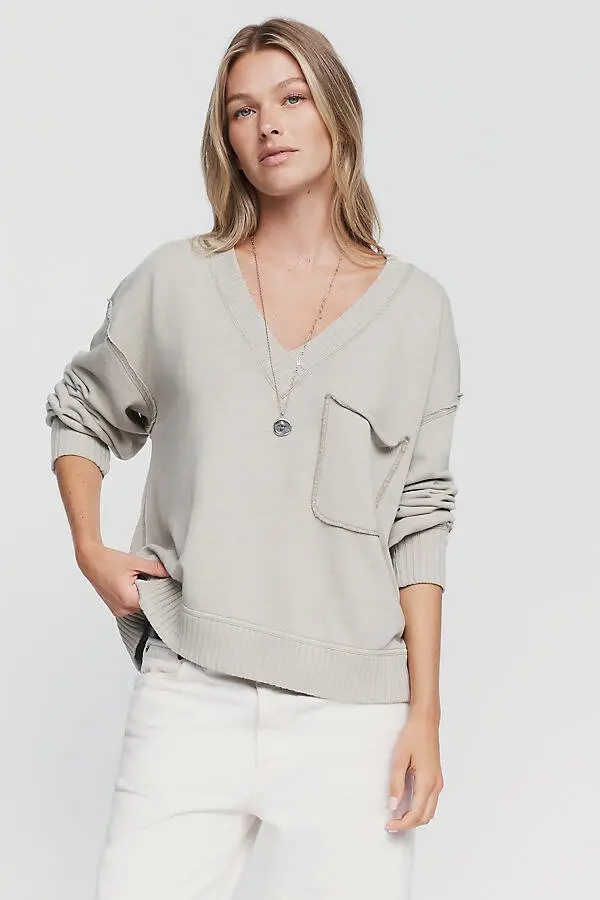 PILCRO Montana Pocket Knit Top - Light Green