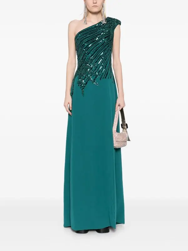 SAIID KOBEISY One-shoulder Gown - Green