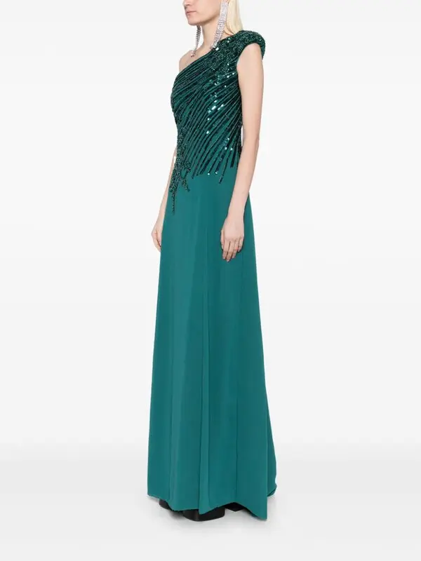SAIID KOBEISY One-shoulder Gown - Green