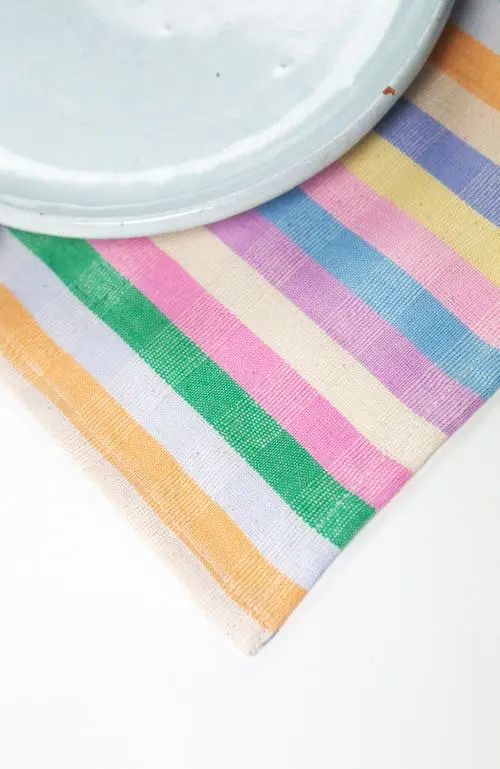 ARCHIVE NEW YORK Handwoven Colorful Striped Cotton Table Runner - Multicolor