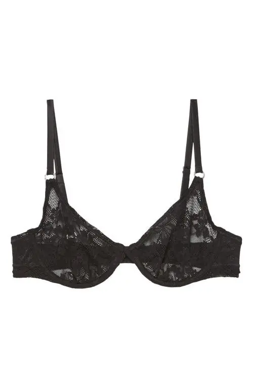 Fleur Du Mal Fuller Cup Le Stretch Lace Demi Bra - Black