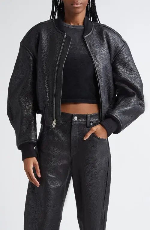 Alexander Wang Cropped Bomber Jacket In Black | Editorialist