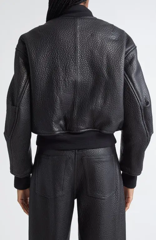 Alexander Wang Primal Lambskin Leather Crop Bomber Jacket