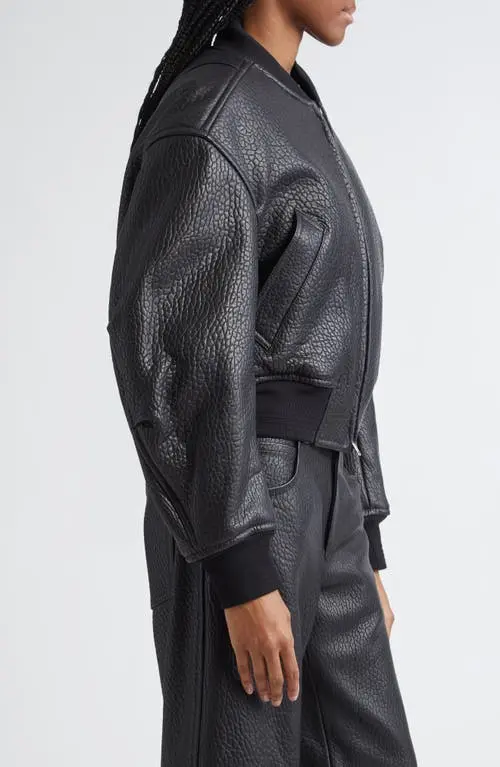 Alexander Wang Primal Lambskin Leather Crop Bomber Jacket