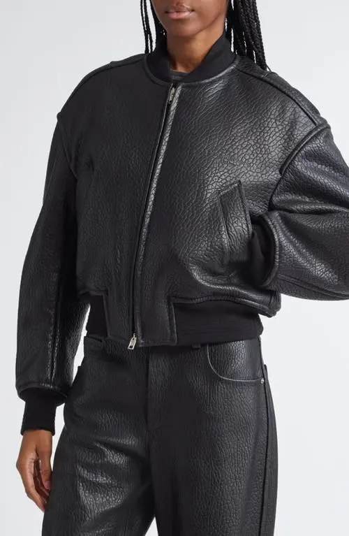 Alexander Wang Primal Lambskin Leather Crop Bomber Jacket