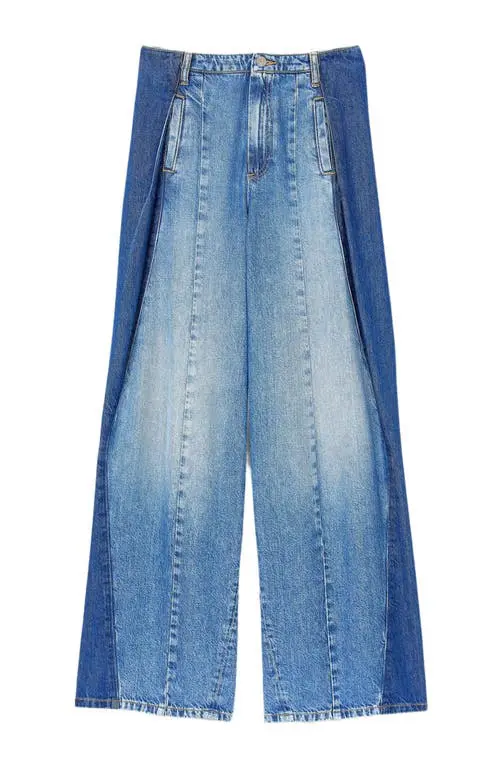Sandro Wide Leg Jeans With Contrasting Panels