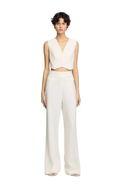 Sandro Sequin Striped Suit Trousers - Ecru