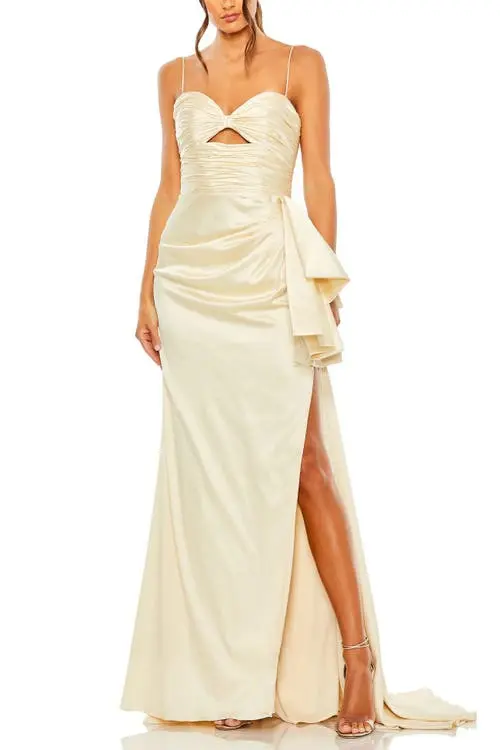 Mac Duggal Strapless Cut-out Bow Gown