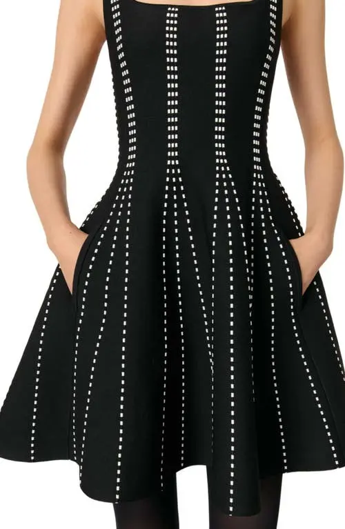Maje Mini Jacquard Knit Dress In Black/Ecru - 30% Off | Editorialist