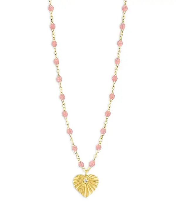 Gigi Clozeau 18k Yellow Gold Diamond & Bead Pendant Necklace - Pink/gold