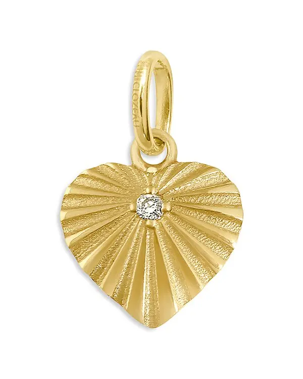 Gigi Clozeau 18k Yellow Diamond Sunray Heart Pendant - Gold