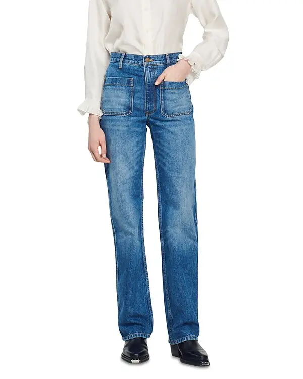 Sandro Moore High-rise Flare Jeans - Blue Jean