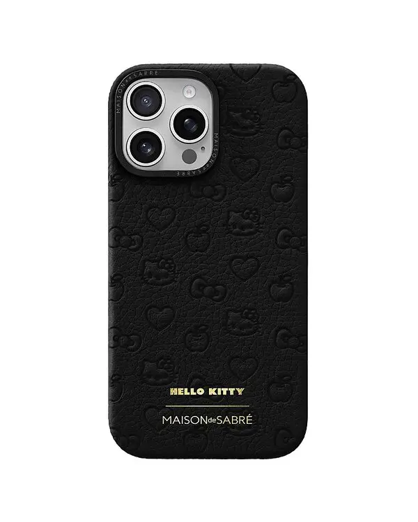 MAISON DE SABRE Hello Kitty Leather Phone Case - Black Caviar