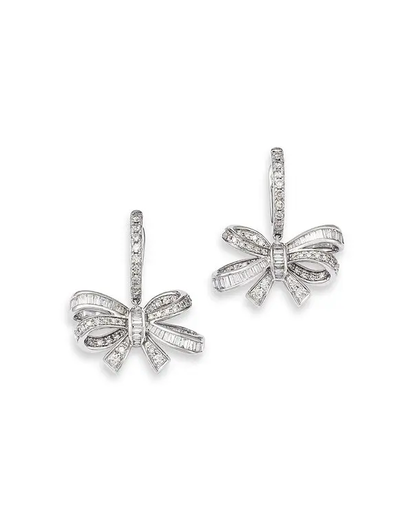 Bloomingdale'S Diamond Bow Drop Earrings, 1.00 Tcw - White