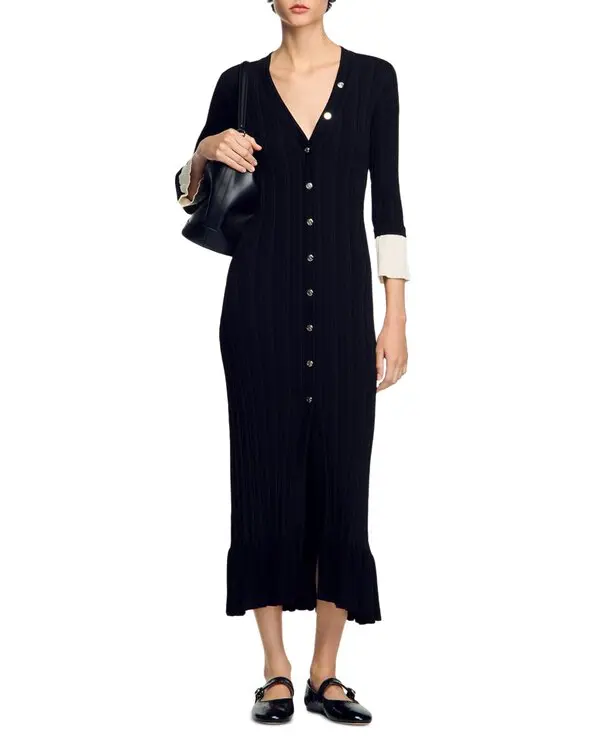 Sandro Two Tone Knit Maxi Dress