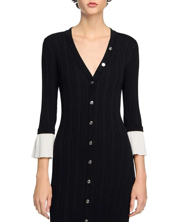 Sandro Two Tone Knit Maxi Dress