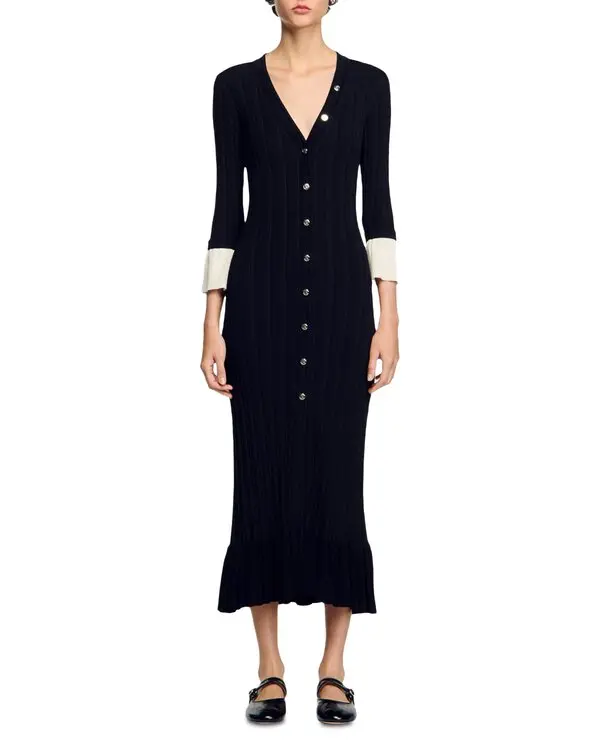 Sandro Two Tone Knit Maxi Dress