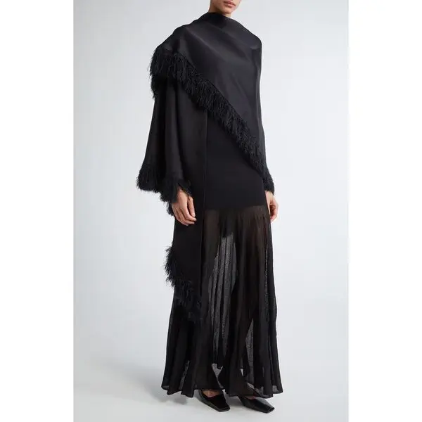 TOTEME Charmeuse Satin Triangle Fringe Scarf