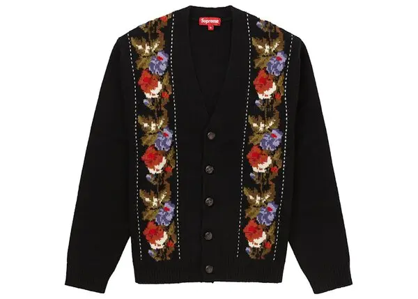 Supreme Floral Stripe Cardigan - Black | Editorialist