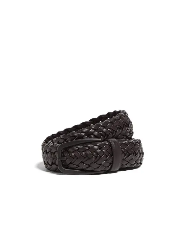 Zegna Braided Leather Belt - Dark Brown