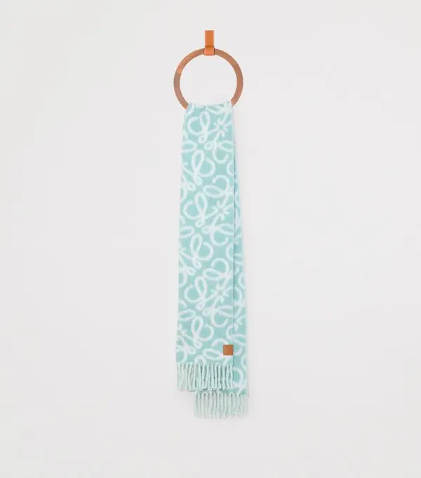 Loewe Wool-blend Anagram Scarf - Blue
