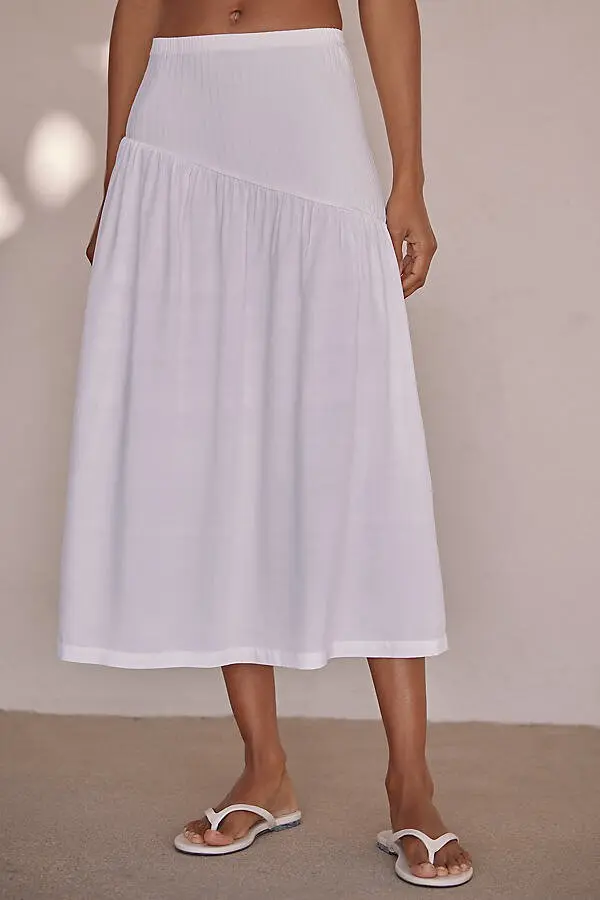 Sanctuary Asymmetric Drop-waist Midi Skirt - White