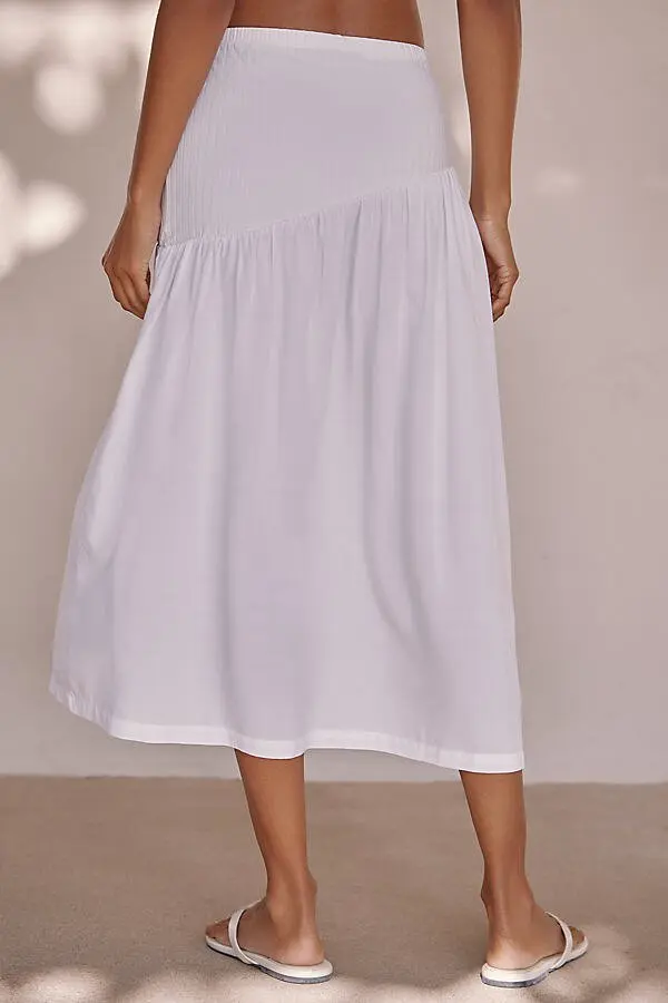 Sanctuary Asymmetric Drop-waist Midi Skirt - White