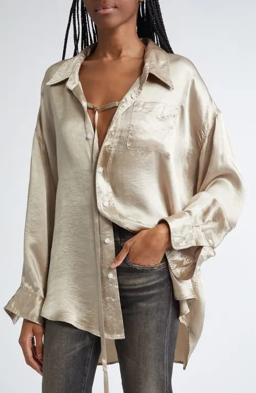 R13 Drop Neck Satin Shirt