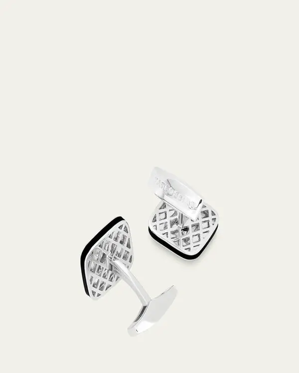 Tateossian Refratto Cufflinks With Black Spinel In Rhodium-plated Silver
