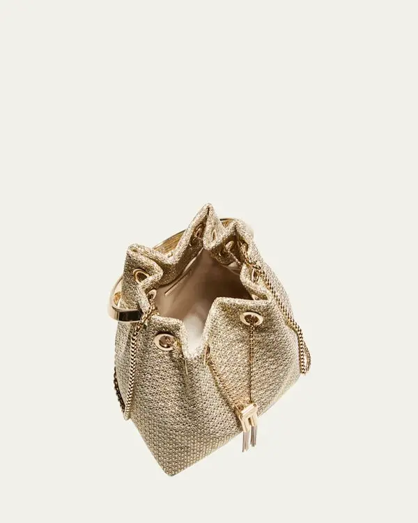 JIMMY CHOO Bon Bon Metallic Bucket Bag - Champagne