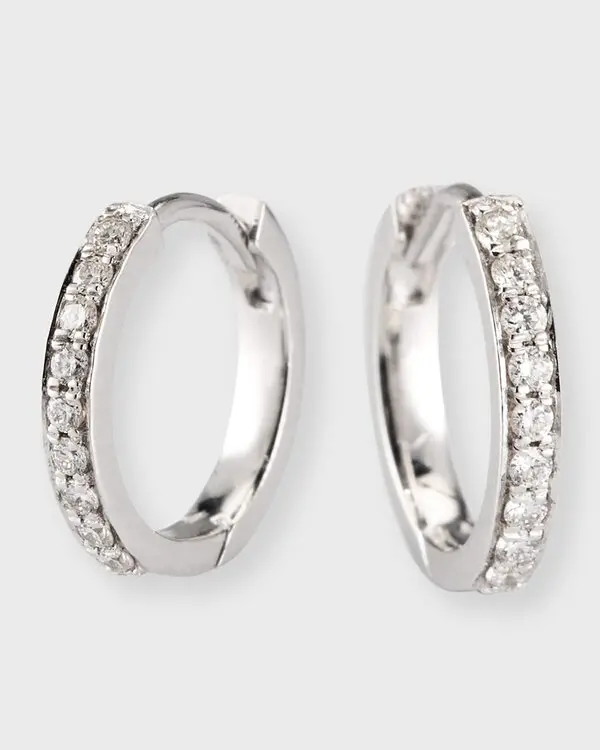 64 Facets 18k Diamond Huggie Hoop Earrings - White Gold