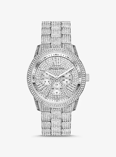 Pave Silver Tone Michael Kors Silver Diamante Watch Michael Kors