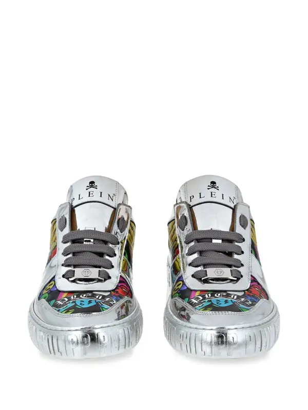 Philipp Plein Mirrored-leather Sneakers - Grey