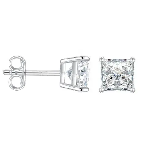 DONATELLO GIAN Name' Sterling Moissanite Stud Earrings - Silver