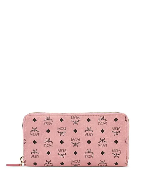 Mcm Aren Visetos Zip Around Wallet - Soft Pink