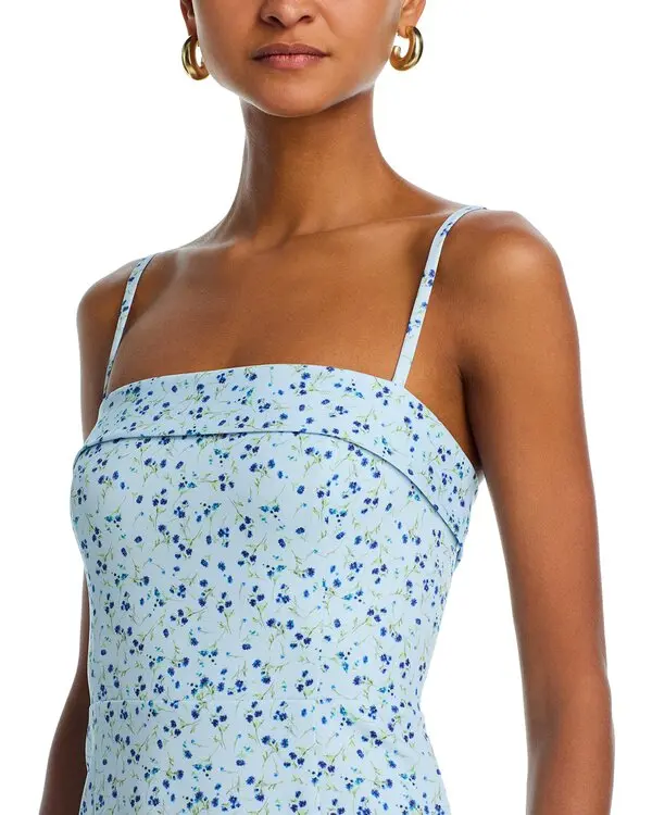 French Connection Echo Crepe Floral Midi Dress In Icy Blue Multi - 74% Off  | Editorialist