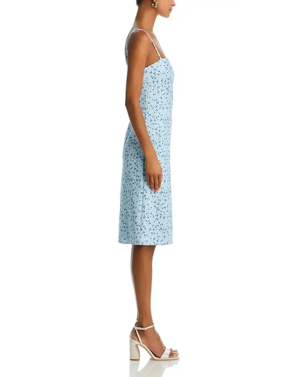 French Connection Echo Crepe Floral Midi Dress In Icy Blue Multi - 74% Off  | Editorialist